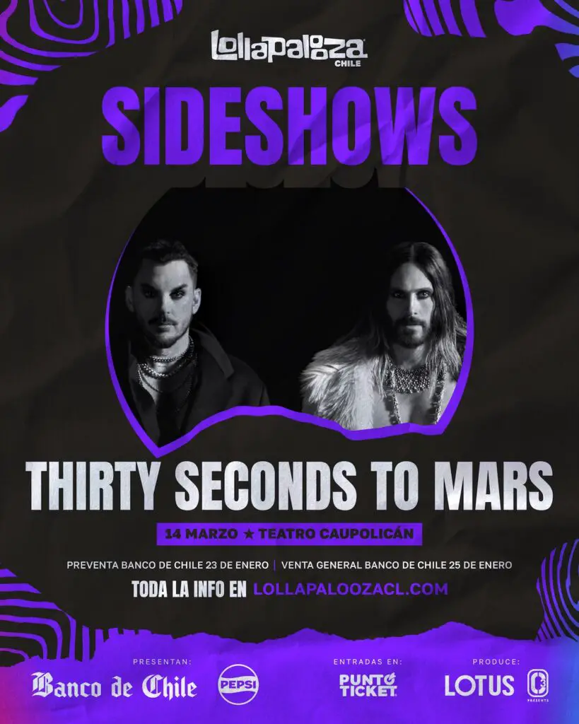Sideshow de 30 Seconds To Mars en Lollapalooza Chile 2024 - ColorMusic